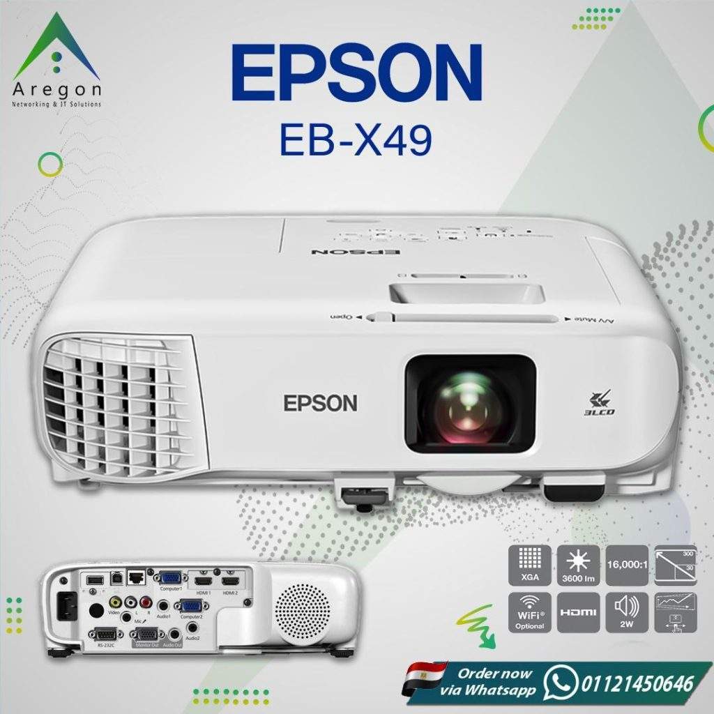 Epson EB-X49 3600 Lumens XGA 3LCD Projector بروجيكتور ايبسون